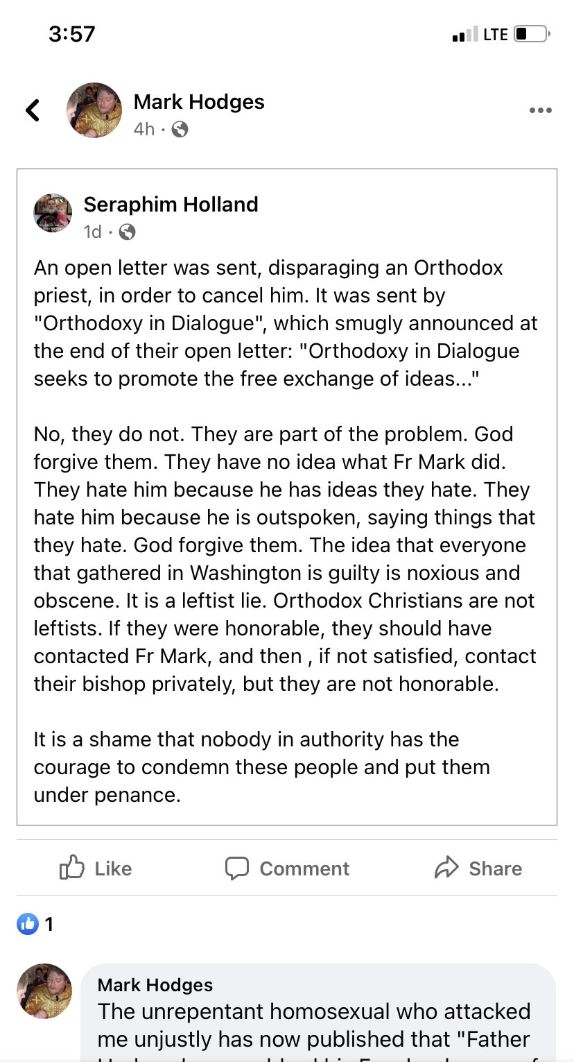 FATHER SERAPHIM HOLLAND AND FATHER MARK HODGES RESPOND TO OPEN LETTER ...