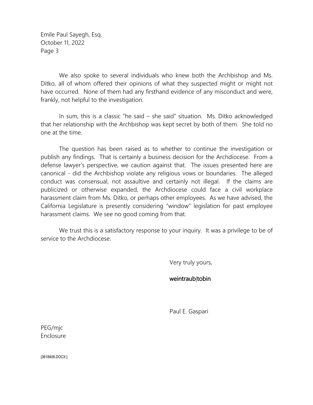 LEAKED FROM THE PATRIARCHATE: INVESTIGATOR’S SECRET REPORT ON ...